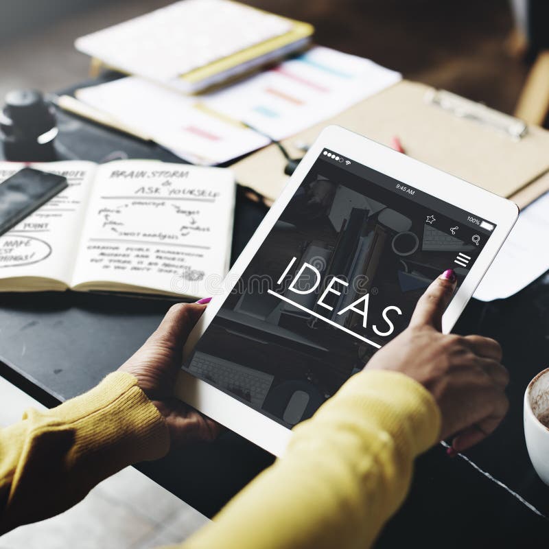 Ideas Working Using Tablet Technology Thinking Concept Stock Image ...