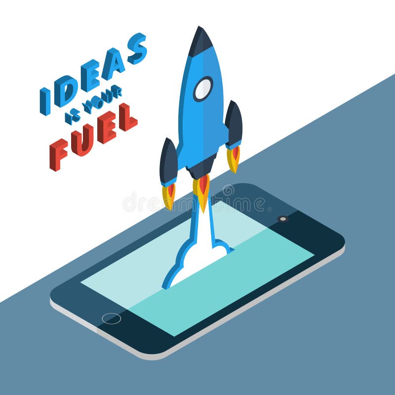 Creative Idea Is Your Fuel. Flat Design Colorful Illustration Concept ...