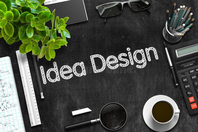 Ideen-Design - Text Auf Schwarzer Tafel Wiedergabe 3d Stock Abbildung ...