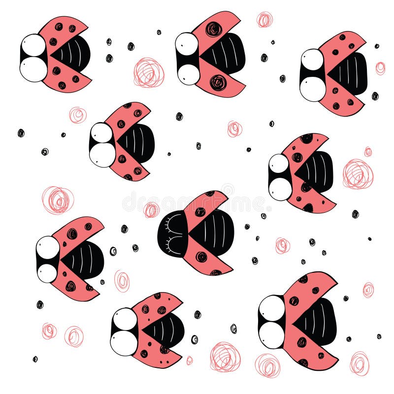 2 Cute Ladybugs with Little Black Spots Stock Illustration ...