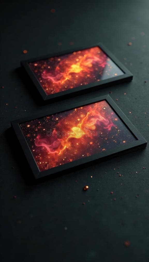 Identical Black Frames, Slightly Offset, on a Uniformly Black Surface ...