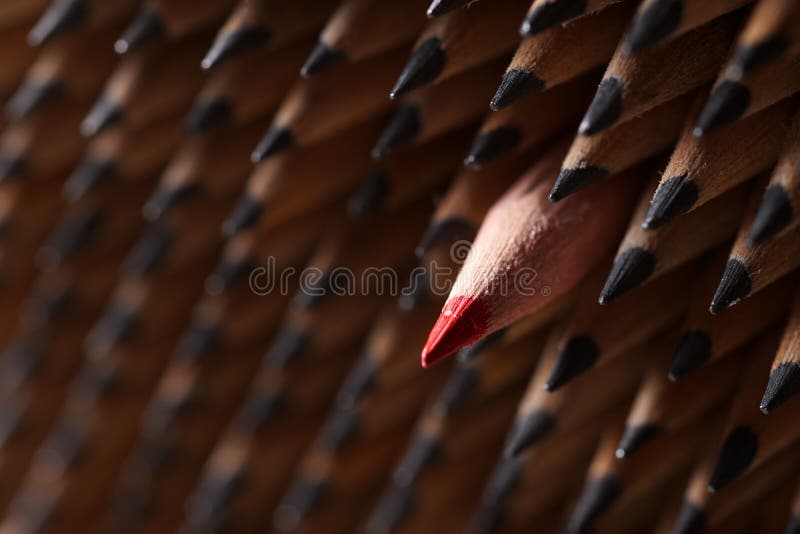 Identical Black Graphite Pencils and One Red Pencil Stock Photo - Image ...