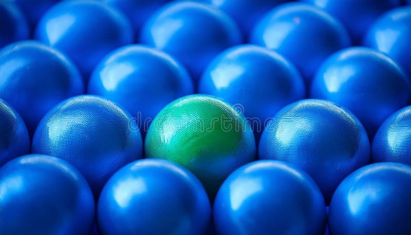 Identical Blue Balls and Single Green Ball Stock Illustration ...