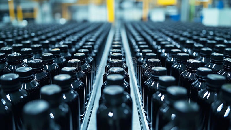 Identical Bottles on Production Line Stock Illustration - Illustration ...