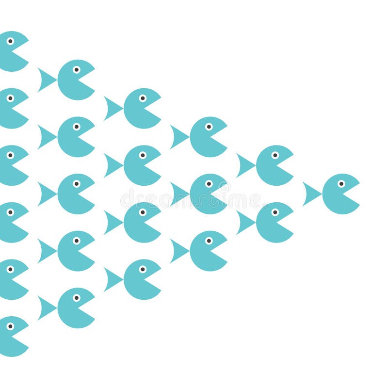 Identical Fish Shoal, Teamwork Stock Vector - Illustration of plenty ...