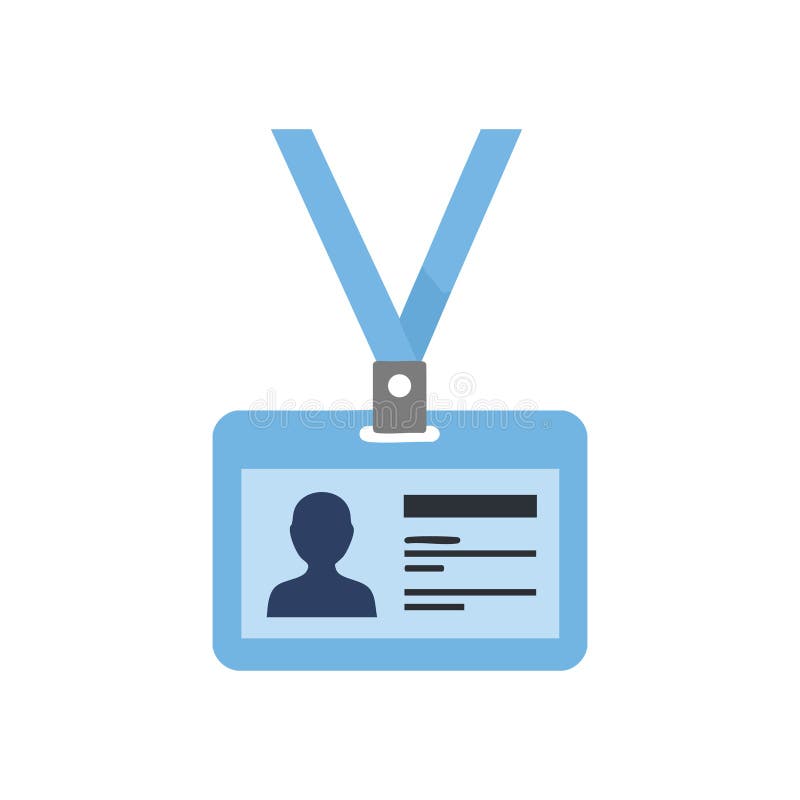 Identification Badge with Blue Lanyard Vector Illustration for Personal ...