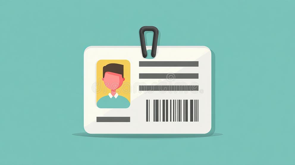 Identification Card Design Featuring a Male Figure, Barcode, and Clip ...