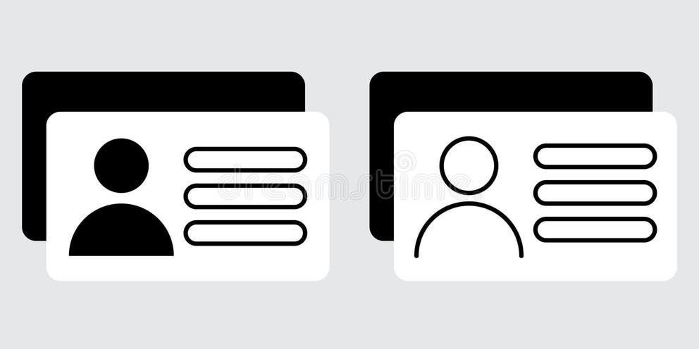 Identification Card Icon Collection Including Driver License and ID ...