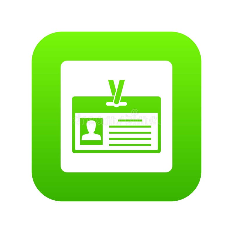 Identification Card Icon Digital Green Stock Vector - Illustration of ...