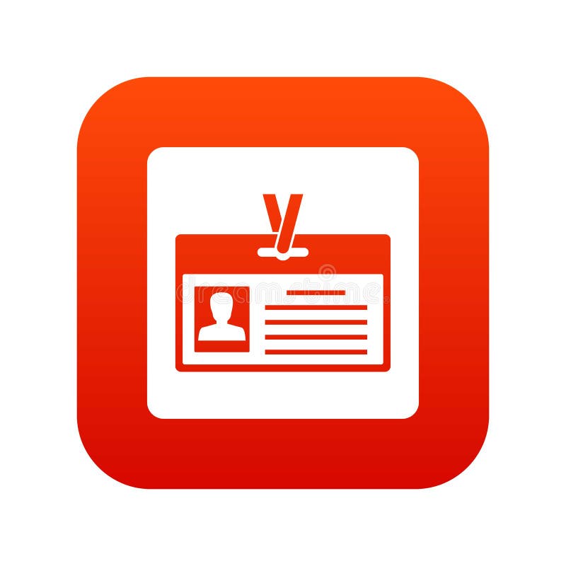 Identification Card Icon Digital Red Stock Vector - Illustration of ...