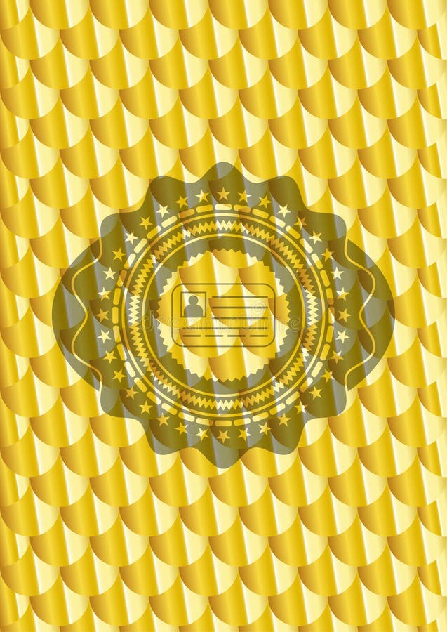 Identification Card Icon Inside Golden Emblem. Scales Pattern. Vector ...