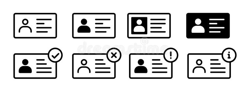 Identification Card Icon. Pass Card Sign Collection. Id Pass Icon Stock ...
