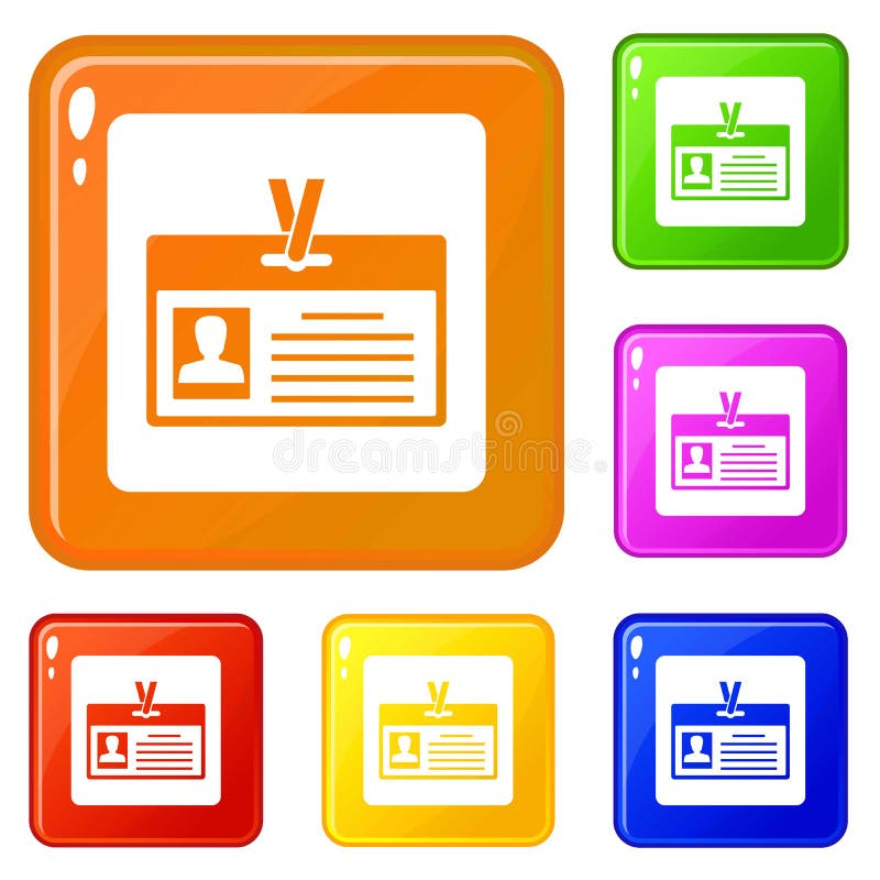Identification Card Icons Set Vector Color Stock Vector - Illustration ...