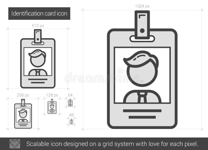 Identification Card Line Icon. Stock Vector - Illustration of draw ...