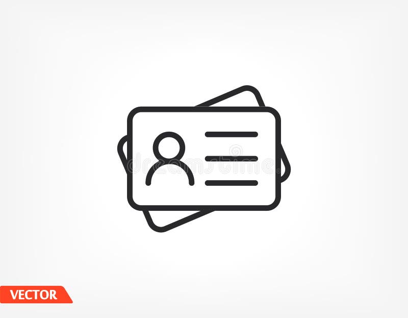 Identification Card Outline Icon Isolated on Background. Identification ...