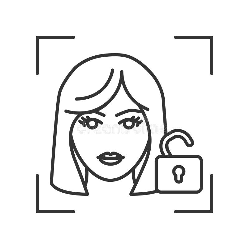 Identification Face Color Line Icon. ID and Verifying. Authorization ...