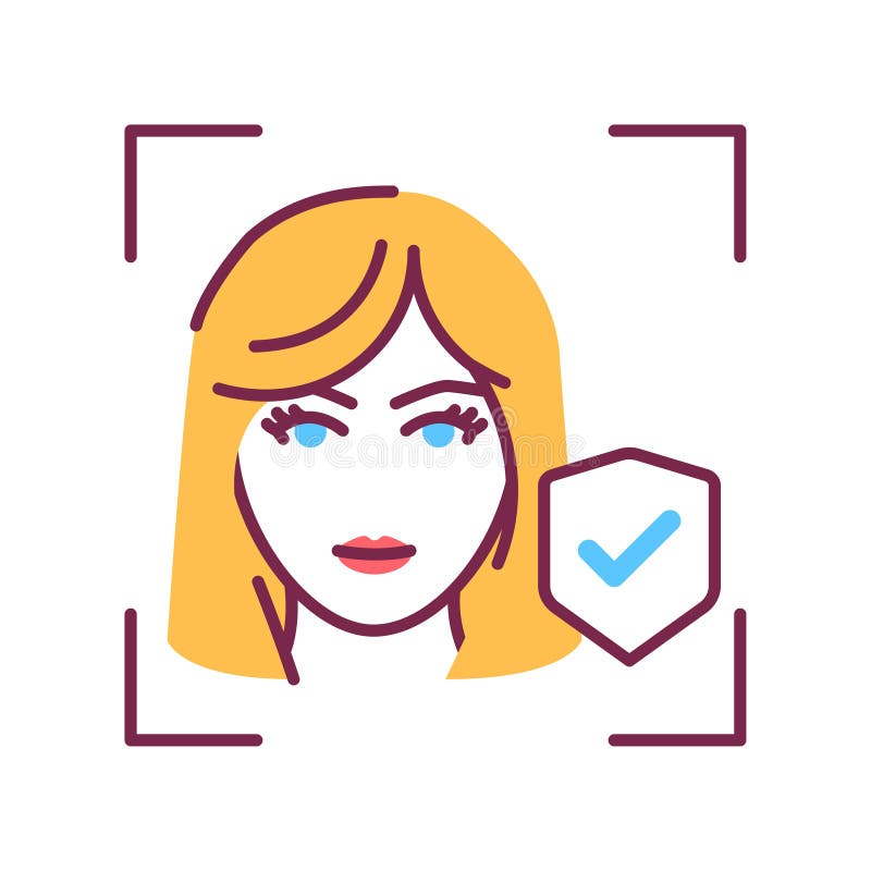 Identification Face Color Line Icons Set. Recognition Person Concept ...