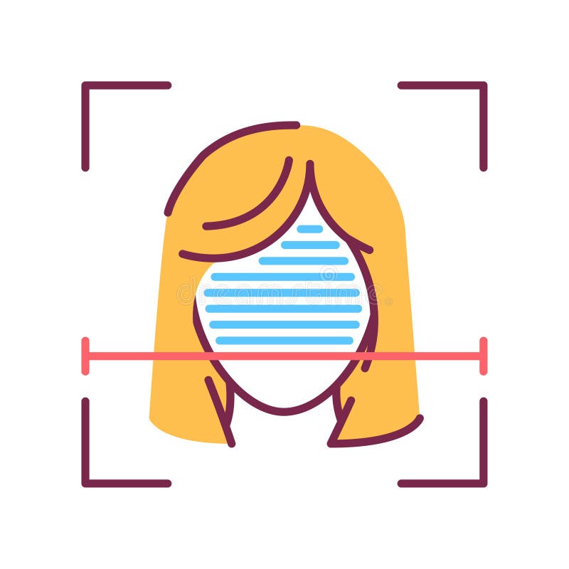 Identification Face Color Line Icon. ID and Verifying. Authorization ...