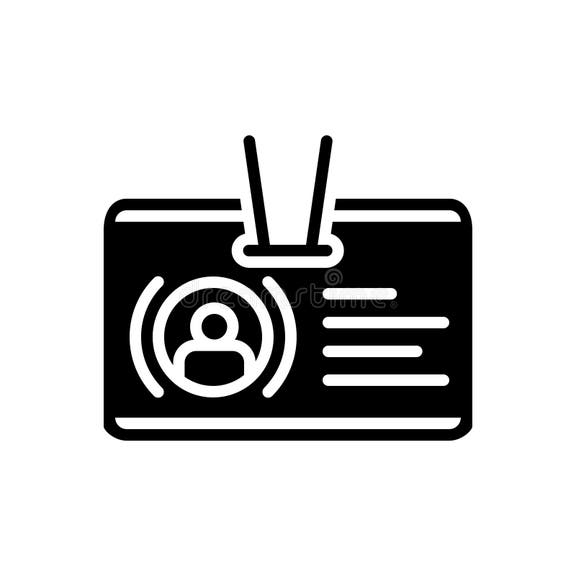 Black Solid Icon for Identification, Identity and Id Card Stock Vector ...