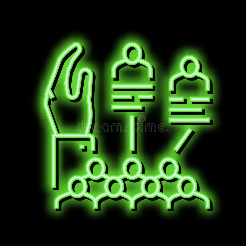 Identification of Management Team Neon Glow Icon Illustration Stock ...