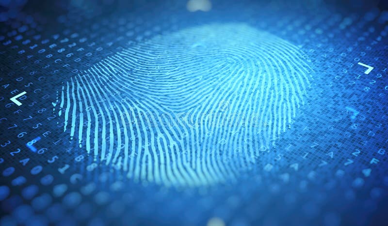 Identification and Security Concept. Digital Fingerprint. 3D Rendered ...
