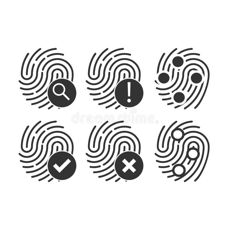 Identification Symbol. Fingerprint Icon. Vector Illustrations. Flat ...