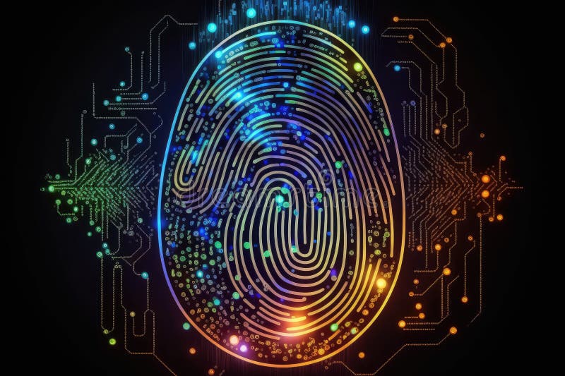 Identification System Scanning Finger Scan in Futuristic Style Stock ...
