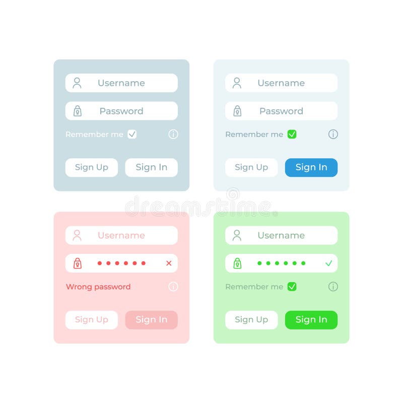 Authorization UI Elements Kit Stock Vector - Illustration of login ...