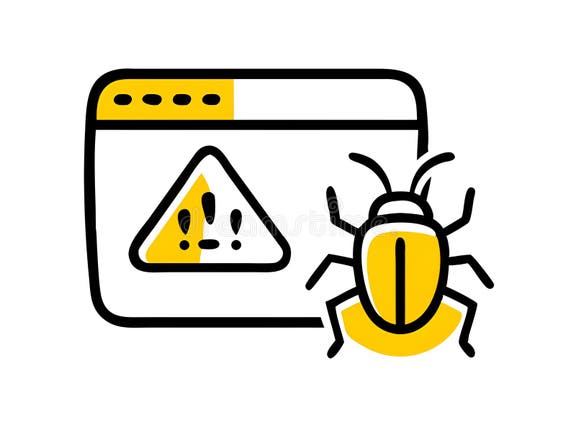Identifying Software Bug with Alert on Screen Illustration Stock Illustration - Illustration of ...