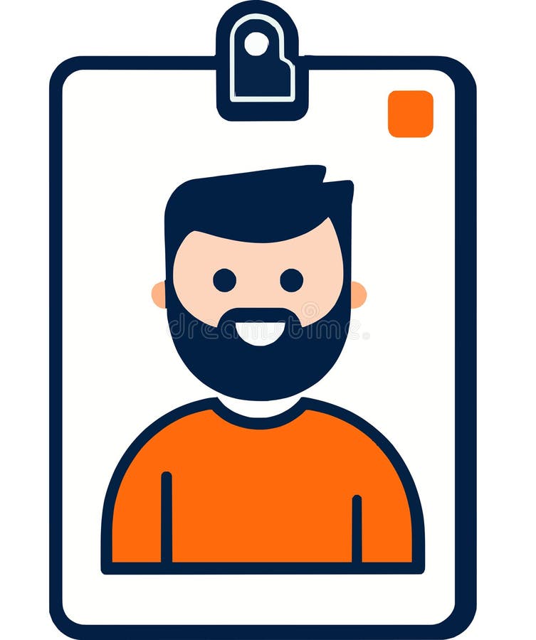 Identity Badge with Portrait of Friendly Male Character Stock ...