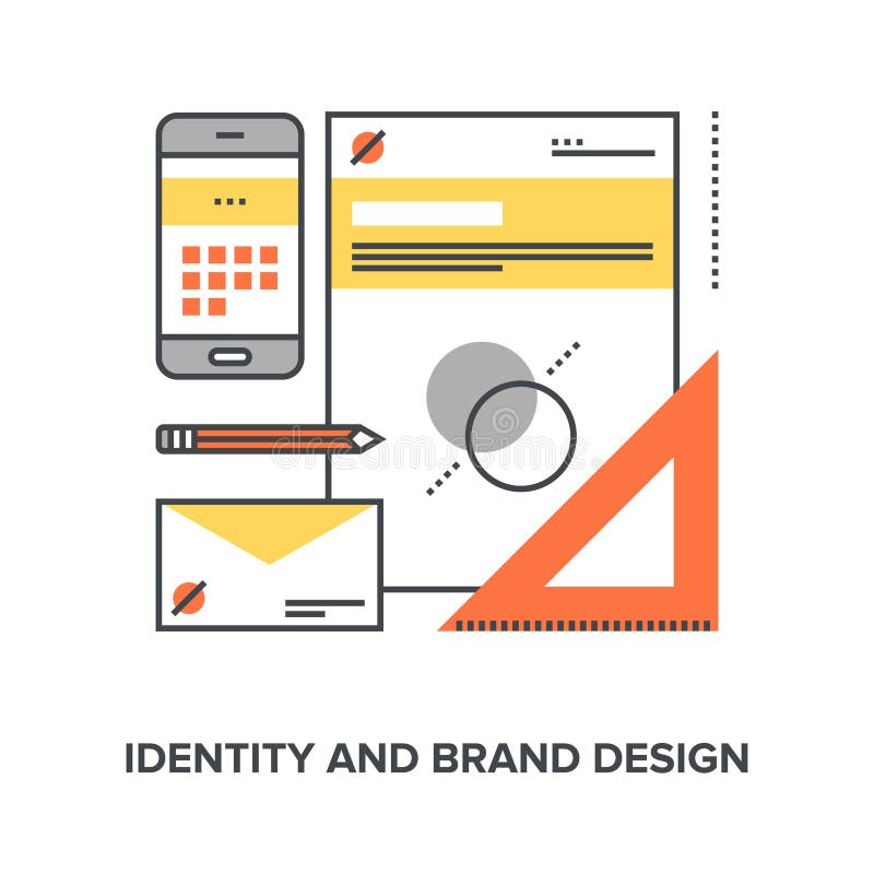 Identity and Brand Design Flat Line Icon Design Concept Stock Vector ...