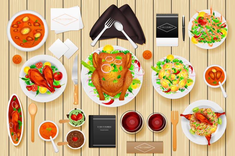 Identity Branding Mockup for Dinner Table Stock Vector - Illustration ...