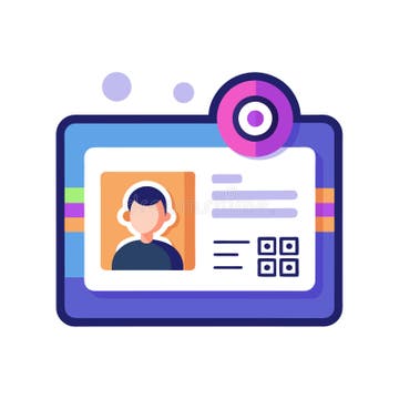 Identity Card with Profile Picture and QR Code Digital Illustration ...