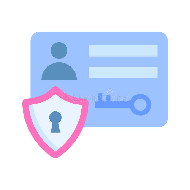 Identity Card with Safety Shield Depicting Flat Icon of Secure Identity ...