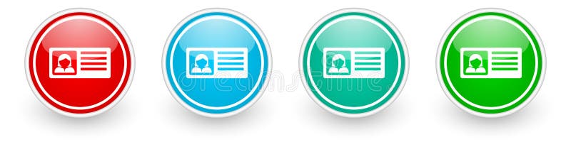 Identity Card Vector Icons, Colorful Glossy Buttons on White Stock ...