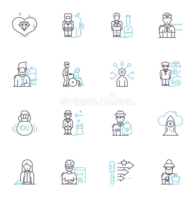 Identity Creation Linear Icons Set. Persona, Self-image, Perception ...