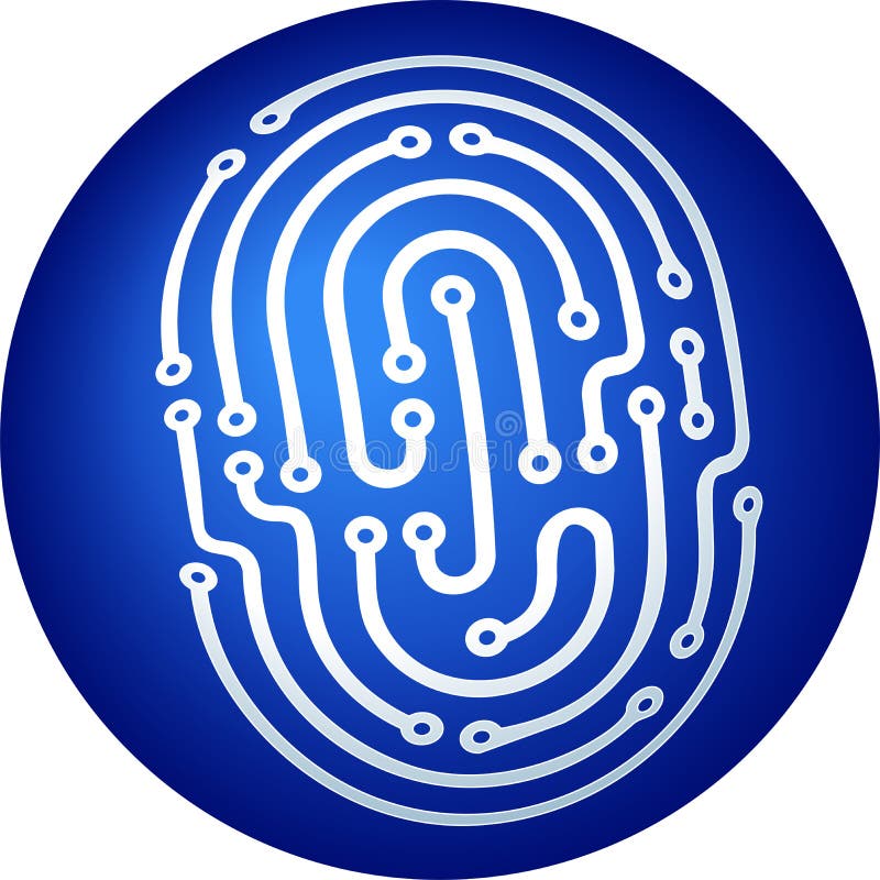 Identity Fingerprint Icon in Blue into a Three Dimensions Sphere. Stock ...