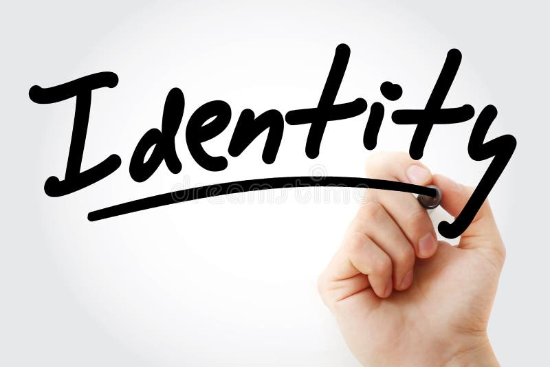 Identity text with marker stock image. Image of plan - 197773451