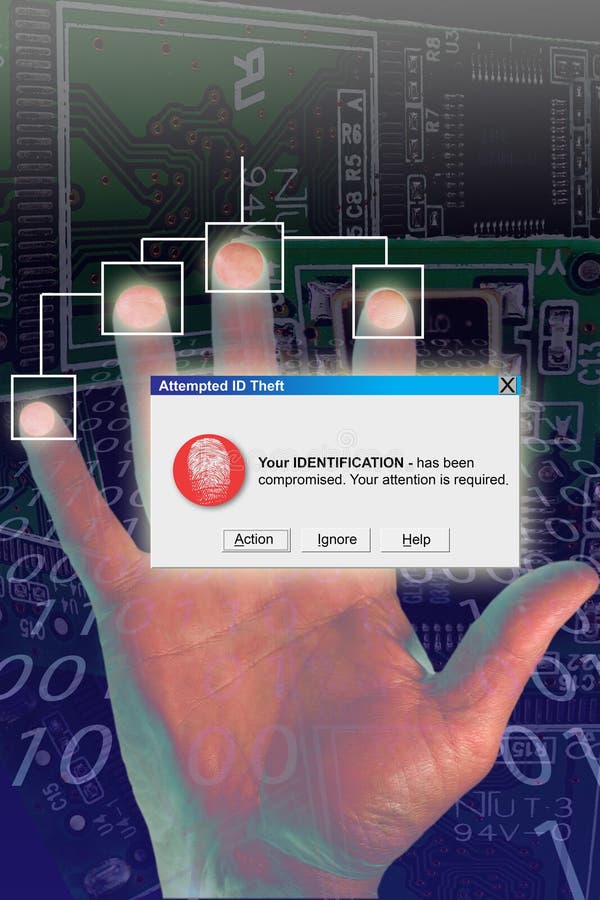 Identity Theft Finger Alert Stock Photo - Image of cyber, data: 4357774
