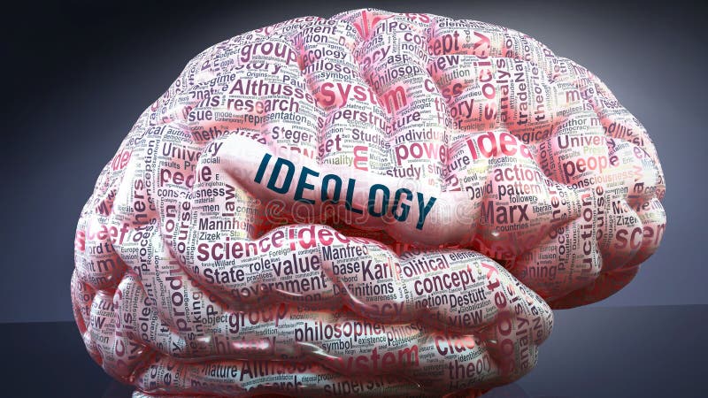 Ideology and a human brain stock illustration. Illustration of concepts ...