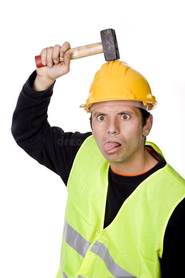 Homme Idiot Avec Le Marteau Et La Scie Image stock - Image du travail ...