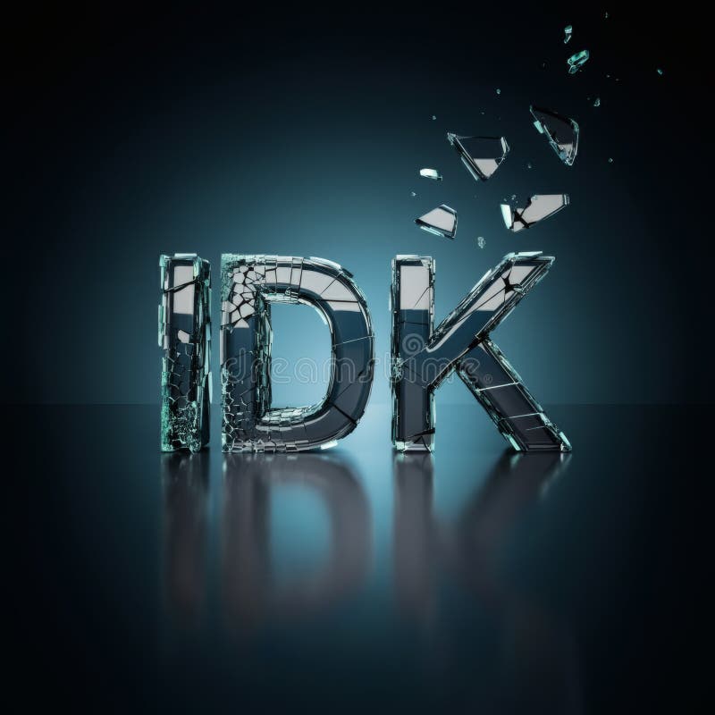 IDK Text Made of Shattered Glass Breaking Apart with Dramatic Lighting ...