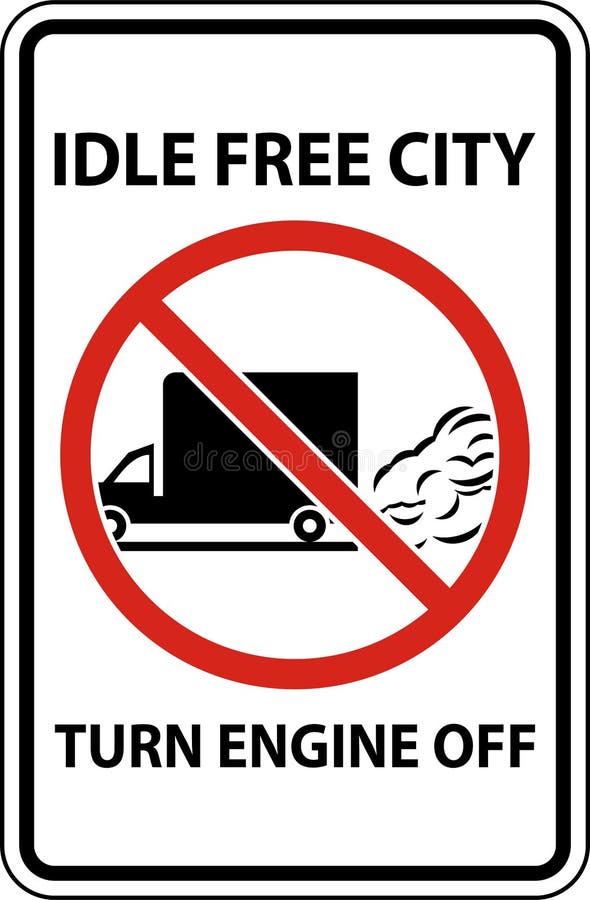 Idle Free City Turn Off Engine Sign on White Background Stock Vector ...