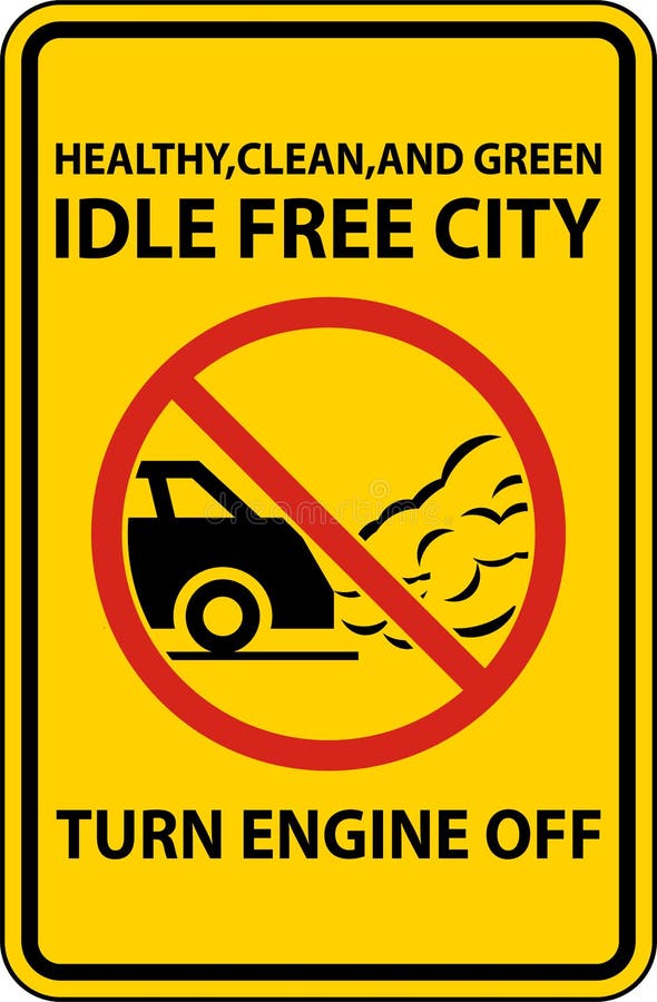 Idle Free City Turn Off Engine Sign on White Background Stock Vector ...