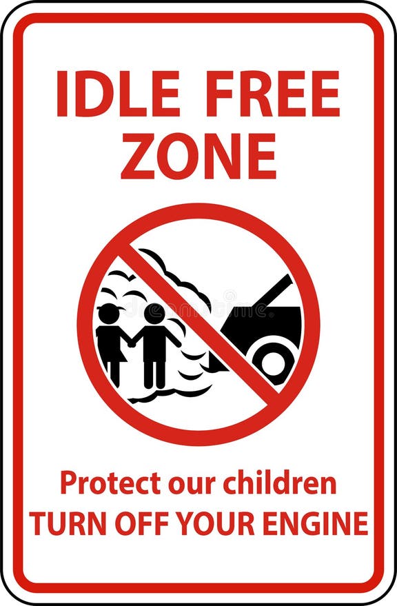 Idle Free Zone Sign on White Background Stock Vector - Illustration of ...