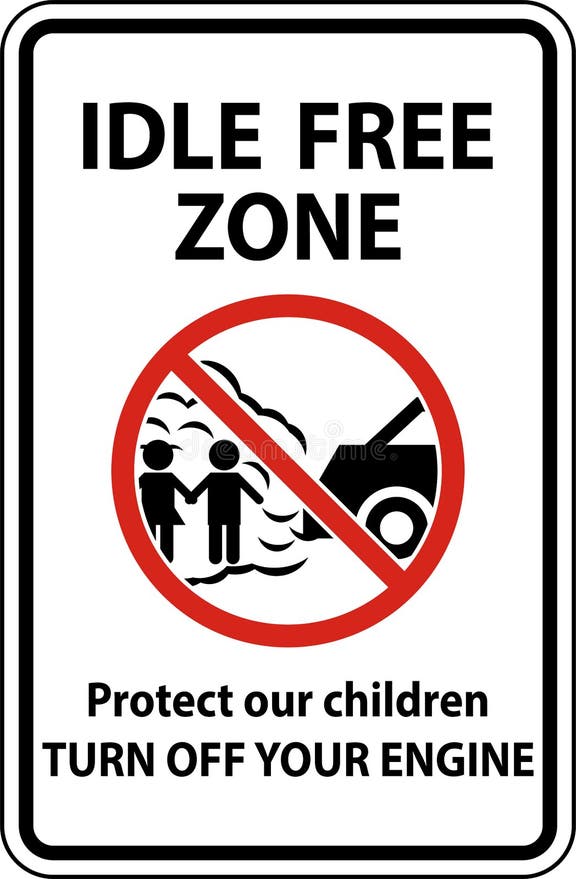 Idle Free Zone Sign on White Background Stock Vector - Illustration of ...