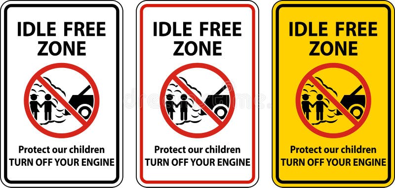 Idle Free Zone Sign on White Background Stock Vector - Illustration of ...