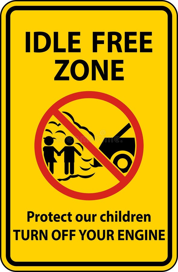 Idle Free Zone Sign on White Background Stock Vector - Illustration of ...