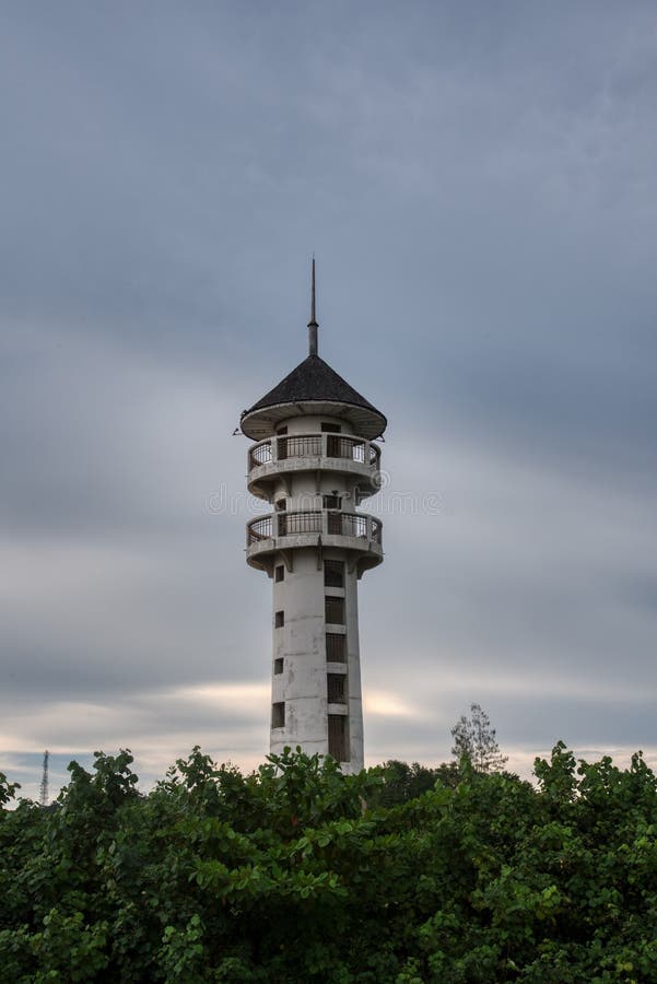 An Idle Lighthouse Tower in the Overgrown Landscape. Stock Photo ...