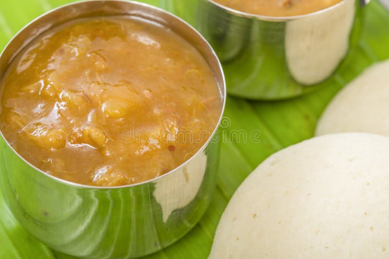 Idli, Chutney and Sambar stock photo. Image of metal - 31971076
